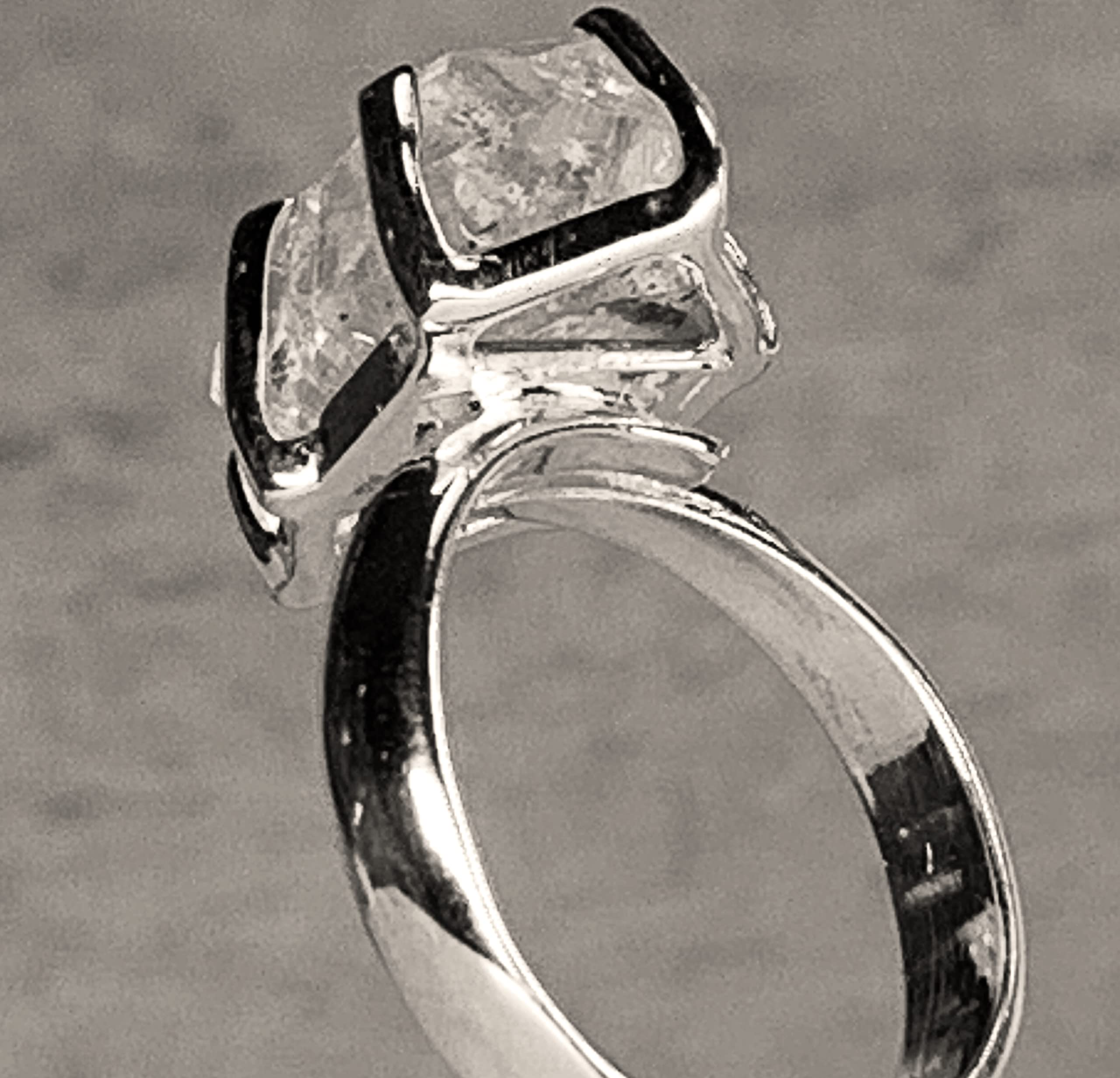 Rocks2Rings Raw Herkimer Diamond Quartz Ring Sterling Silver Jewelry April Birthstone Perfectly Adjustable High Energy Vibration Amplifying Transformation Dreams Third Eye Chakras (7)