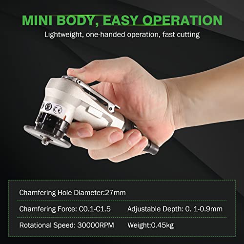 POWLAB Pneumatic Chamfer Tool - Mini Pneumatic Chamfering Machine Set for Metal Deburring,Handheld Metal Edge Beveler with Replaceable Blades,Achieve Perfect 45° Arcs for Precision Metalworking