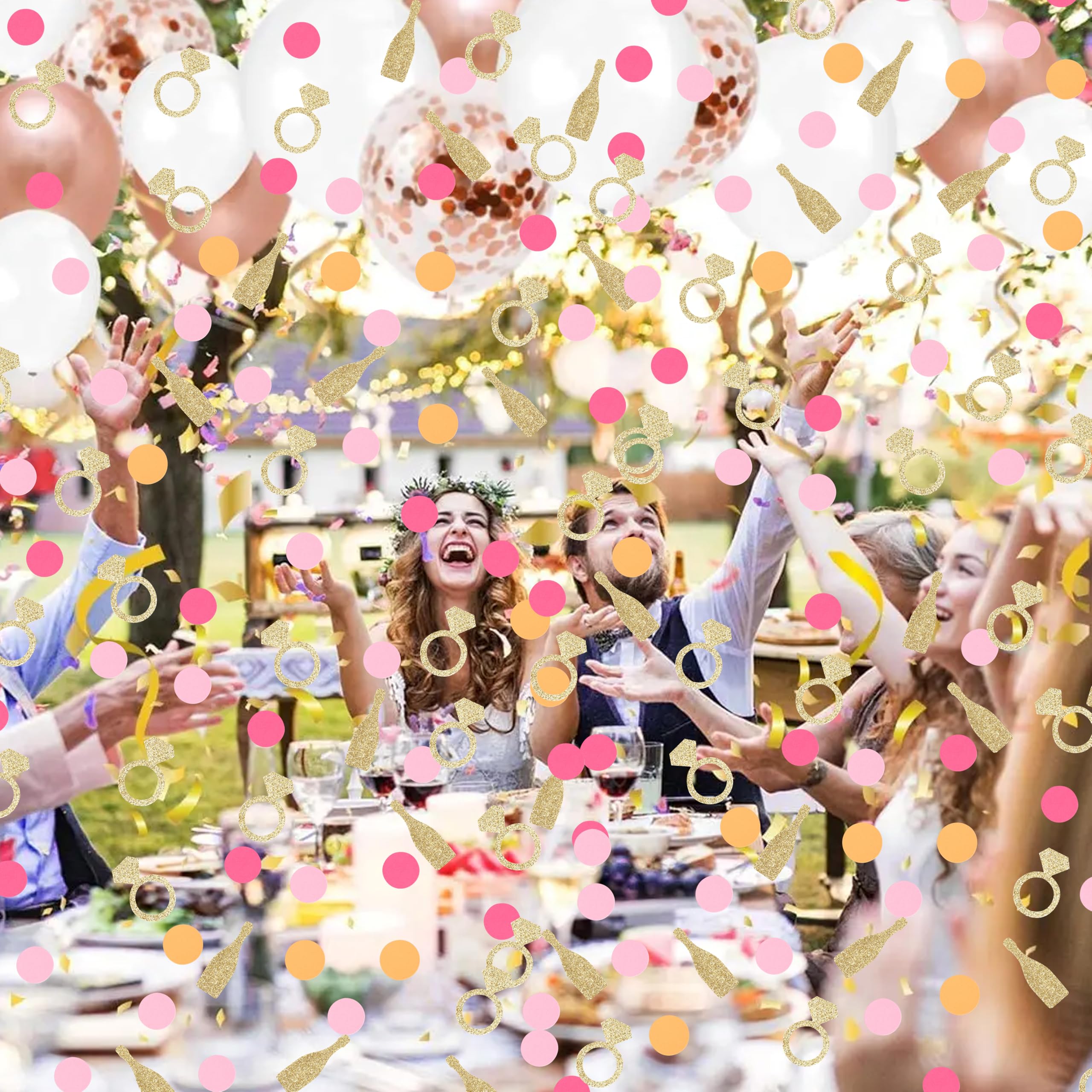 Veuve Before Vows Confetti Party Decor - Rendez Bridal Shower Photo props,Diamond Champagne Pink Rose Red Orange Round Confetti Perfect for Any Event