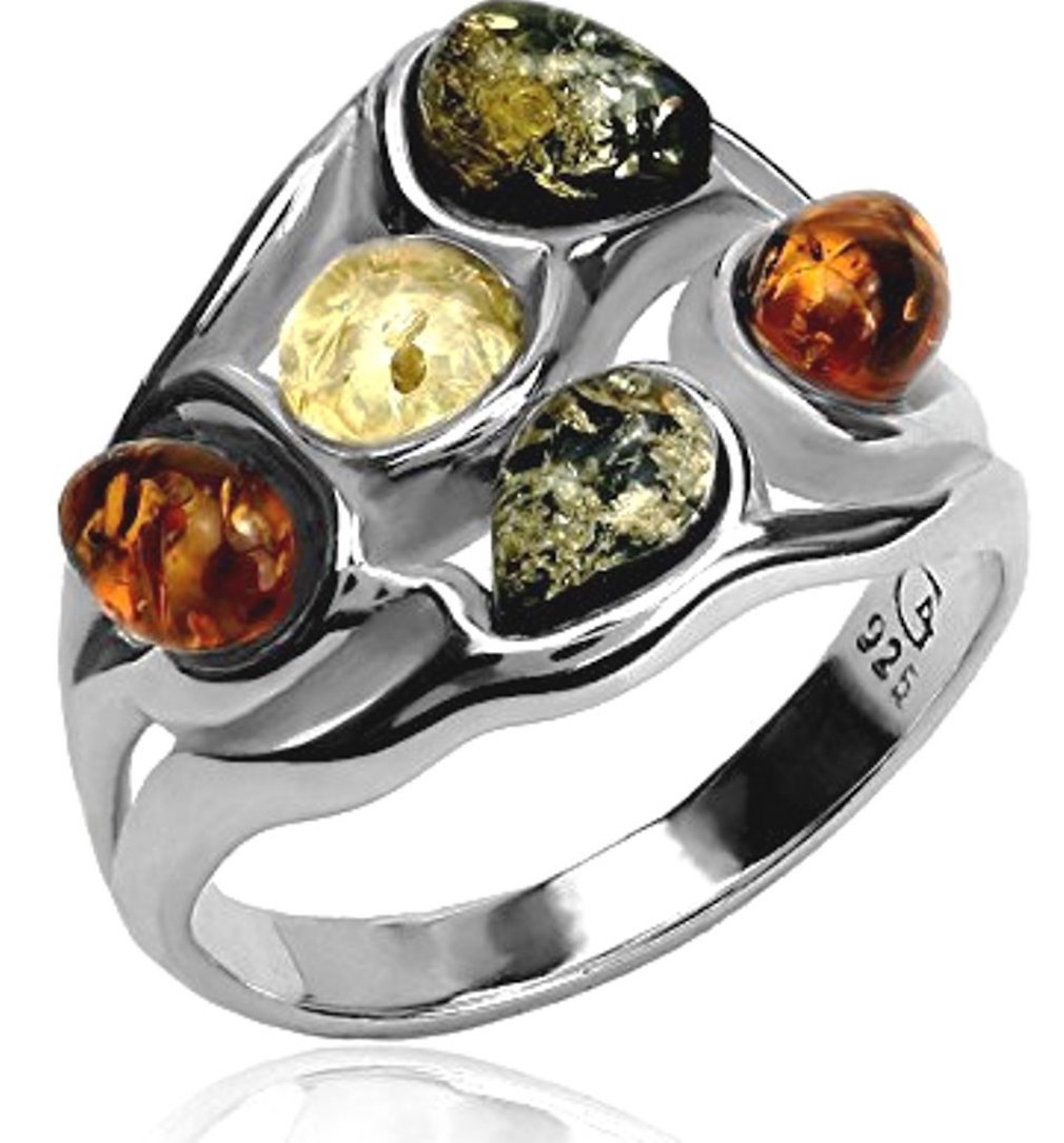 Ian and Valeri Co. Multicolor Amber Sterling Silver Gem Ring