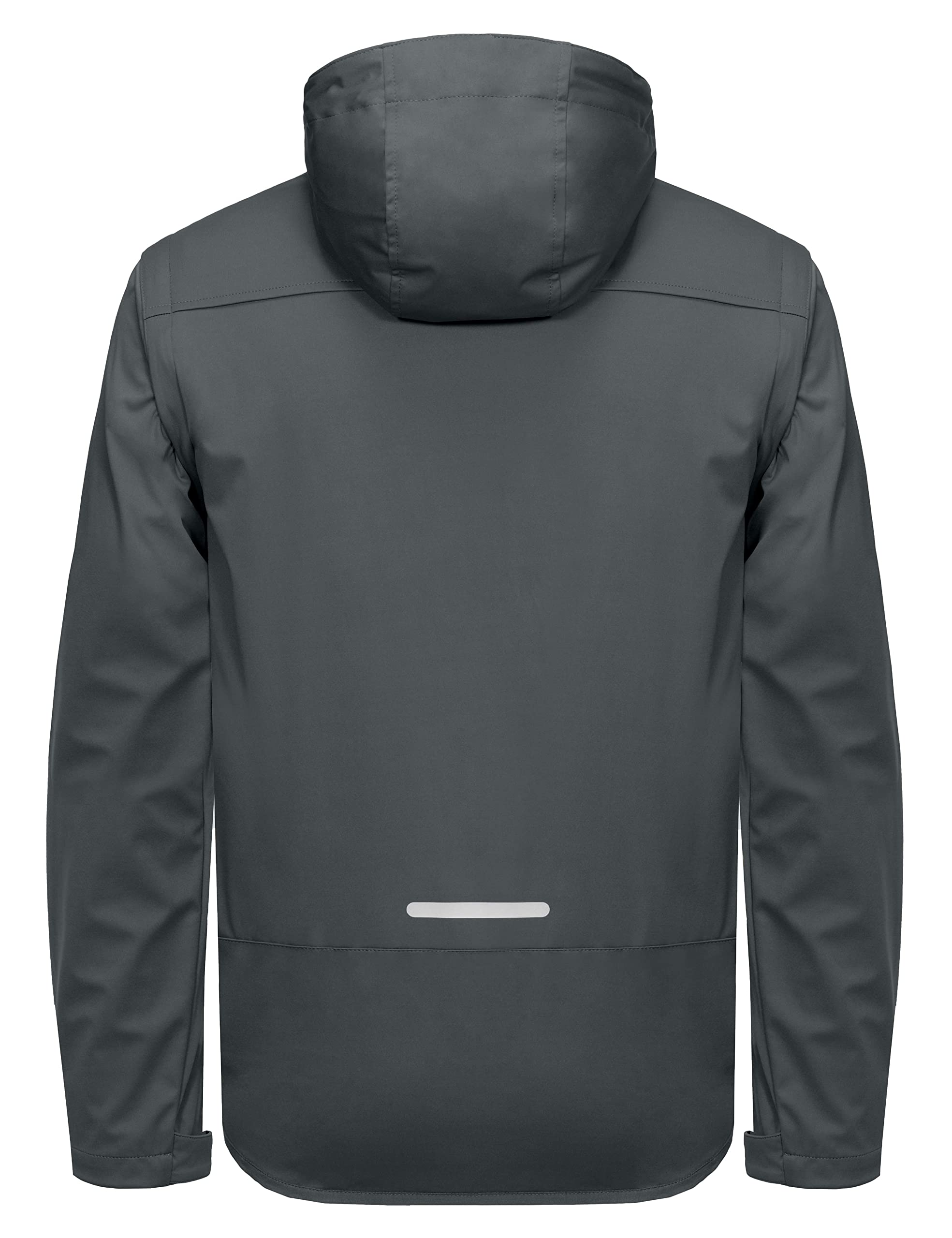 Little Donkey Andy Men's Lightweight Softshell Jackets with Detachable Hood and Sleeves Grey Large