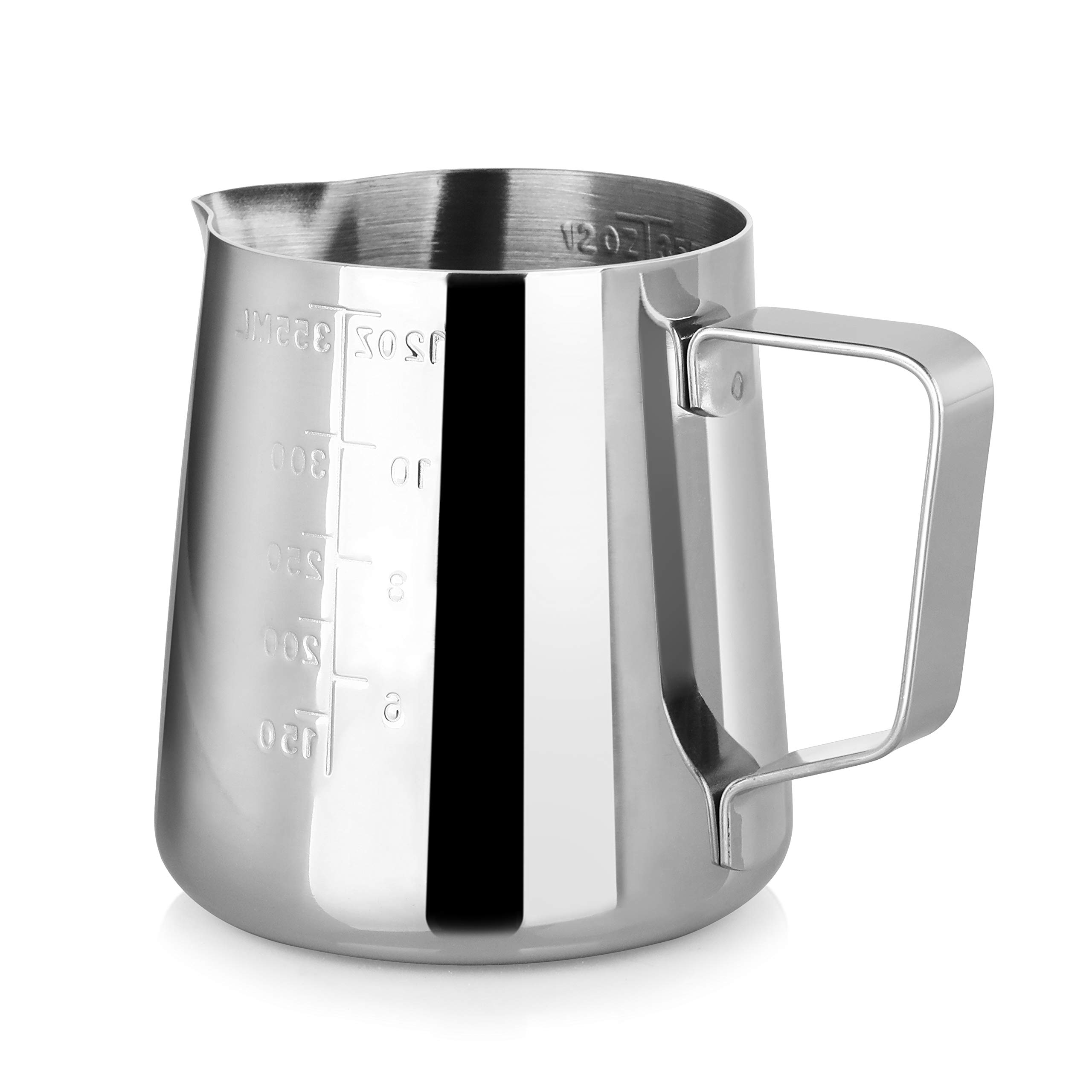 New Star Foodservice 28829 Commercial Grade Stainless Steel 18/8 12 oz Frothing Pitcher and Die Cast Aluminum Tamper Combo Set, Silver