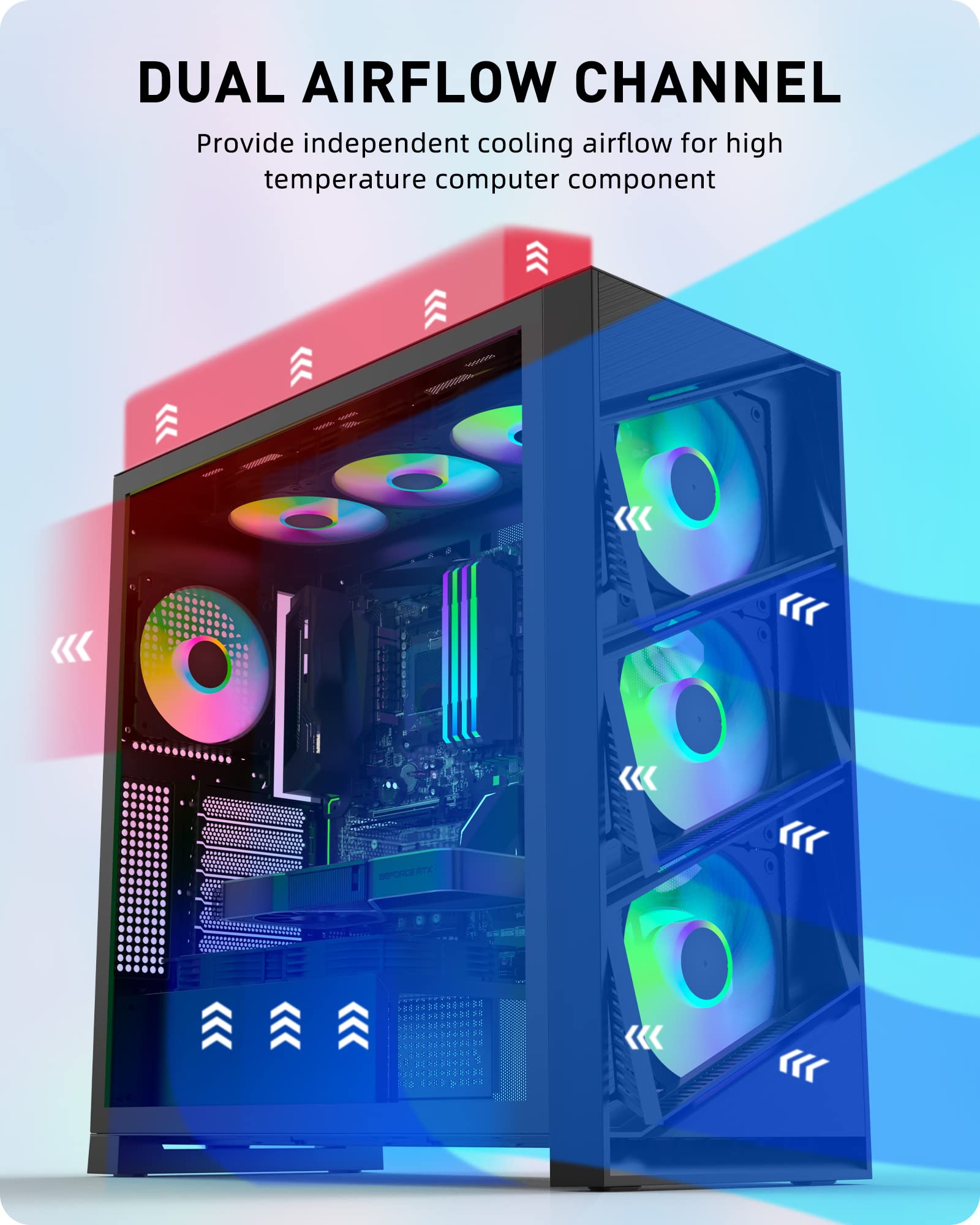 Segotep T3 Black Mid-Tower ATX Gaming PC Case, Support Top & Side 360mm Radiators, GPU Snap-On Opening & Closing Front Panel, Type-C Ready, Tool-Free Disassemble (Pre-Install One ARGB & PWM Fan)