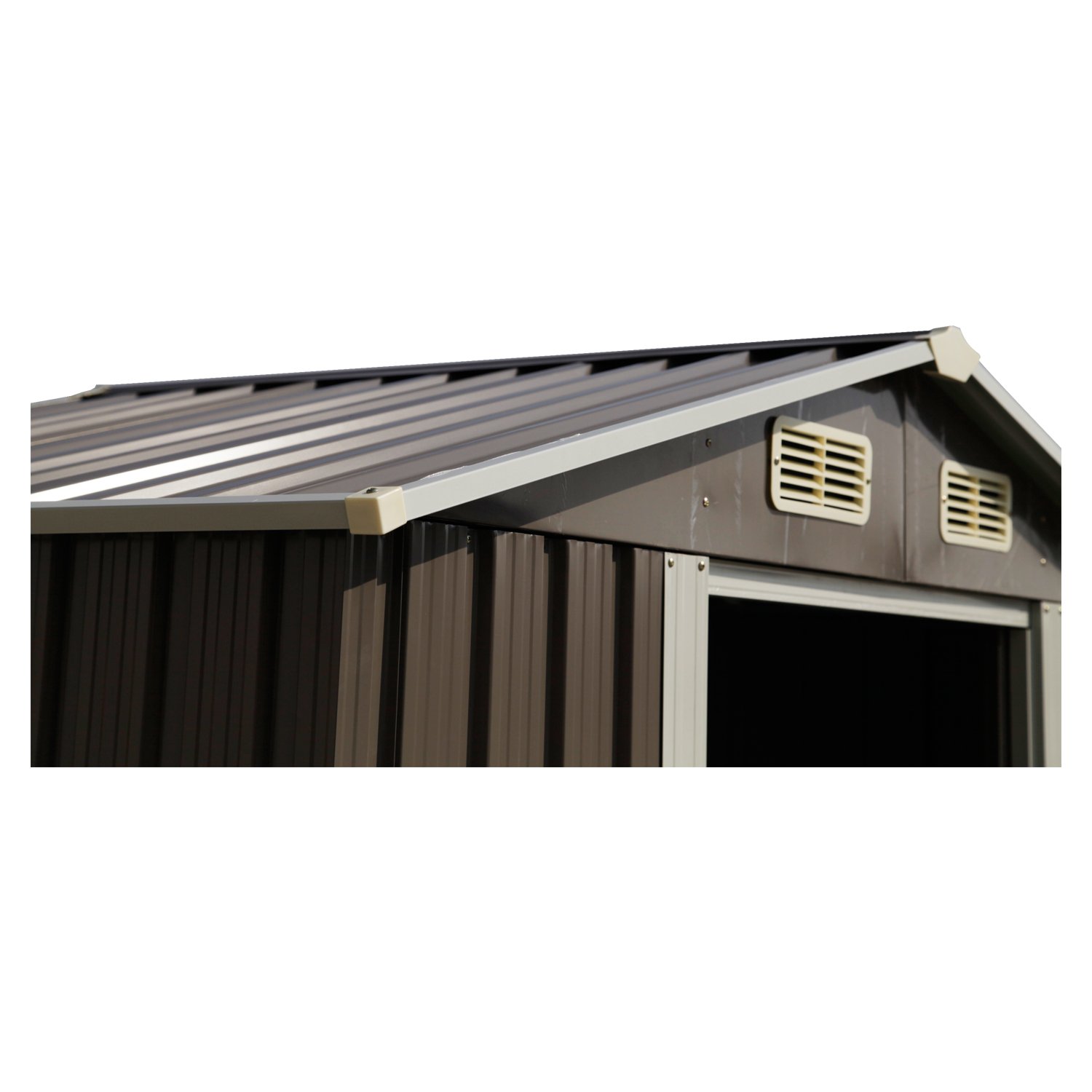 Kinsutie 6' x 4' Outdoor Steel Garden Storage Shed Utility Tool Backyard Lawn Grey with White w/Lockable Doors