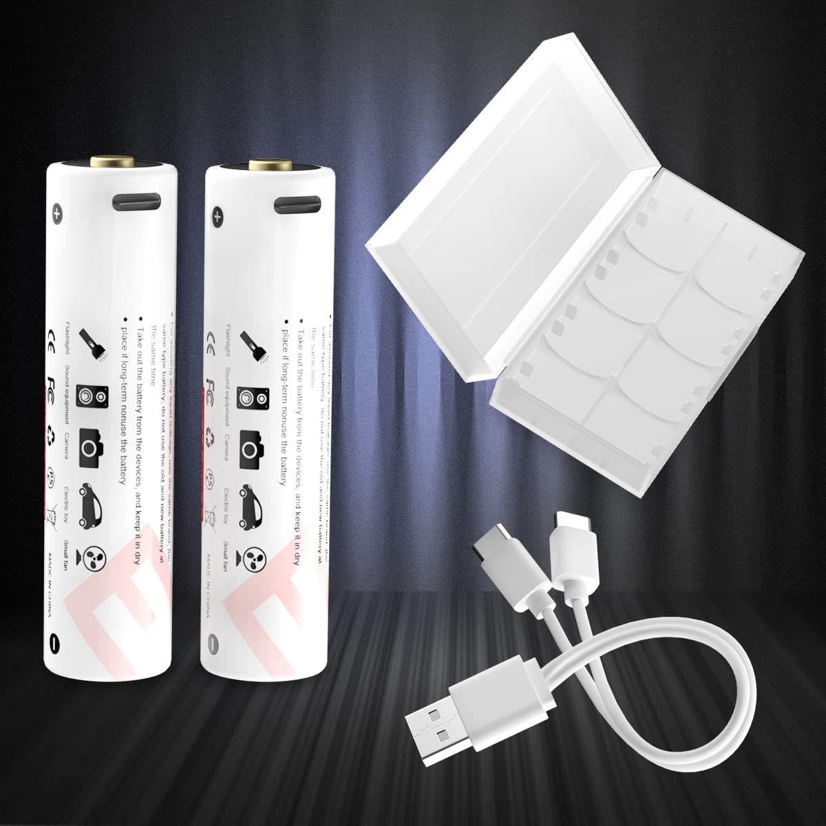 SHENMZ 3.7V Rechargeable Batteries,3600mAh 30A Button Top Batteries,with Micro-USB Charging Cable for Flashlights, Headlamps, Doorbells, RC Cars (2 Pcs)