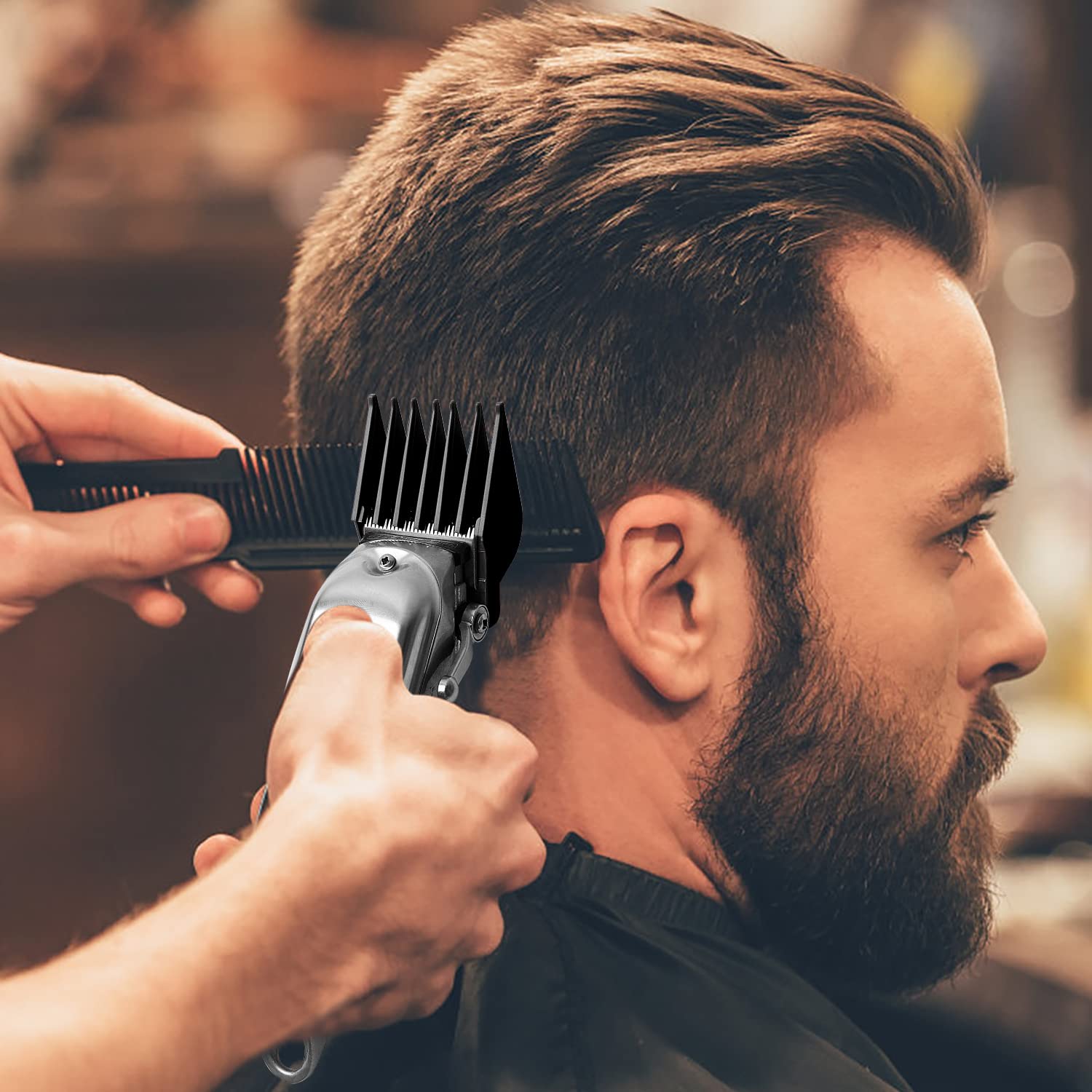 Professional Hair Clipper Guards Guides 10 Pack Coded Cutting Guides #3170-400- 1/16β to 1 fits for All Wahl Clippers
