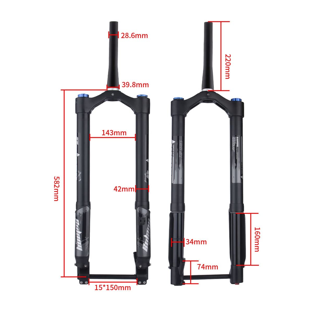 MTB Bike Front Fork 26 27.5 29 Inch Bicycle Inverted Air Fork 140mm Travel Rebound Adjust Fit Mountain/Road Bike
