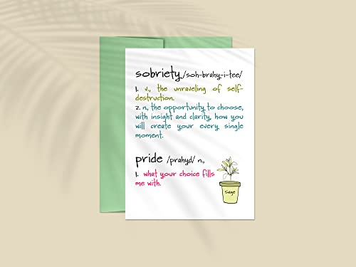 Recovery Cards - Sobriety Greeting Card - Sober Anniversary Cards - Motivation Cards for AA Recovery - Sober Cards - Alcoholic Recovery - Card and Envelope Set - Blank inside