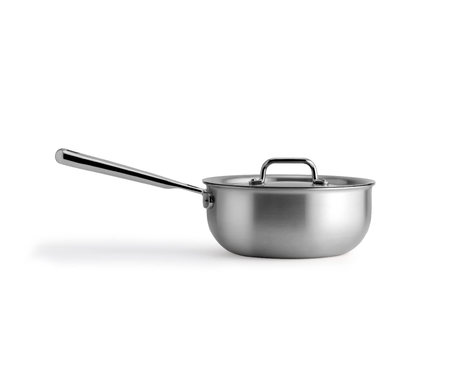 Misen Premium Saucier Pan with Lid & Stay Cool Handle - 5-Ply Stainless Steel Cookware - Gas, Electric & Induction Cooking, Thick Bottom, Nonstick Interior, Heats Evenly - 3 Quarts