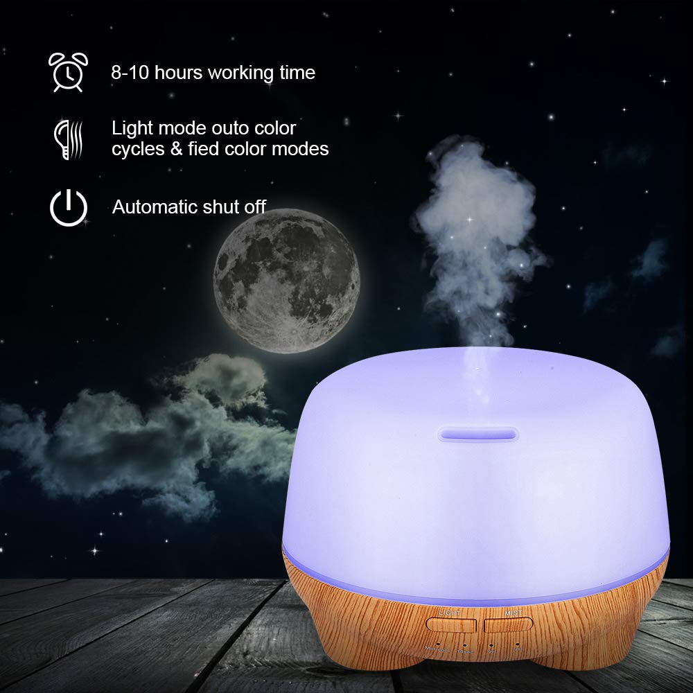 Kamon 300ml Essential Oil Diffuser Humidifier, Remote Control Ultrasonic Aromatherapy Diffusers Room Decor with Adjustable Mist Mode,Water-Less Auto Shut-Off & 7 Color LED Lights (White.)