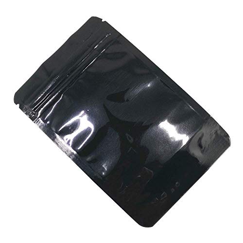 MITOB 100 Pieces Stand Up Mylar Bags Clear Plastic Window Pouch Food Storage Aluminum Foil Bag Candy Bath Salt Packing Zipper Lock Resealable (4.3x6.3 inch, Black)