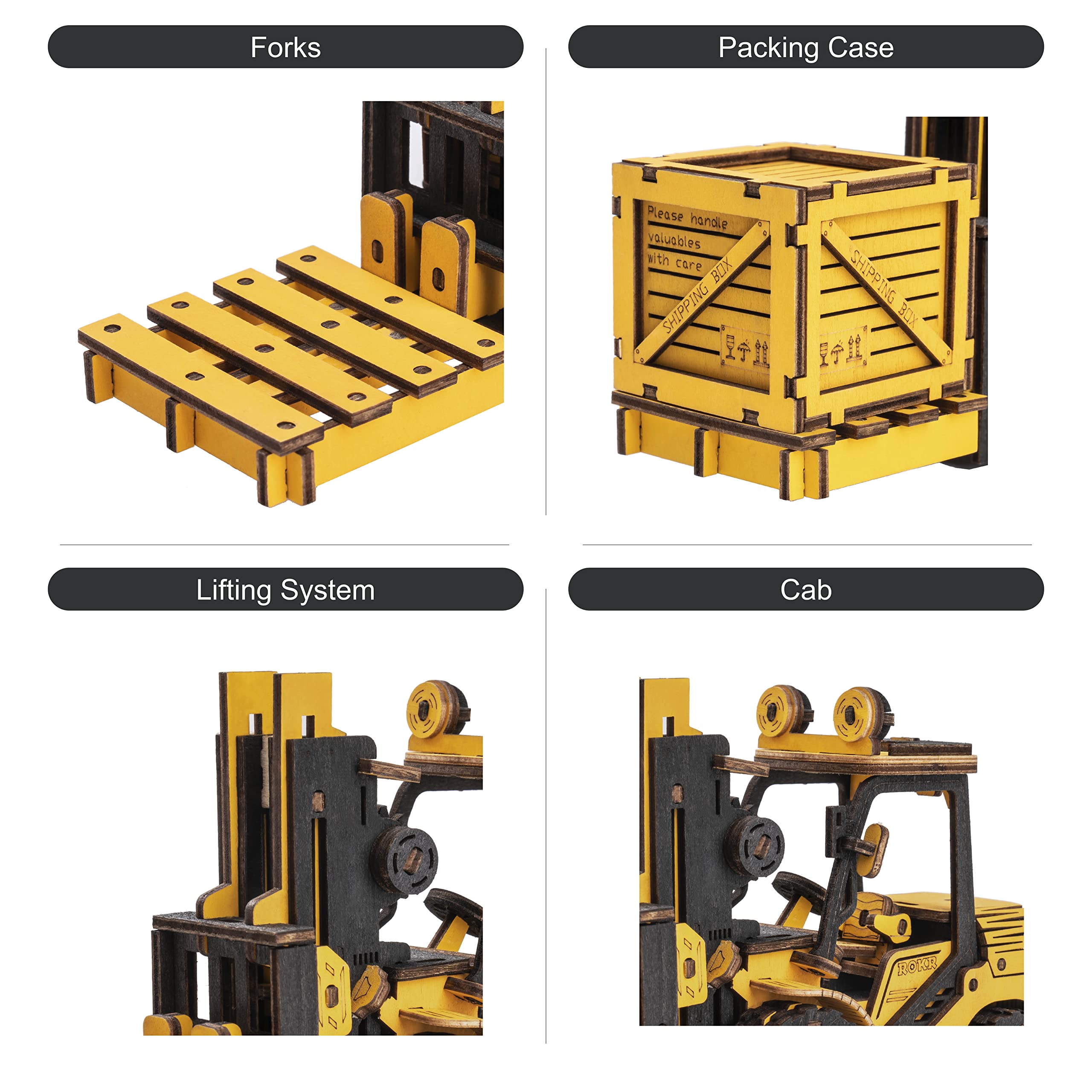 ROKR 3D Puzzles for Adults,Engineering Wooden Model Car Kits,STEM Projects for Kids Ages 8-12,Toys for Boys and Girls