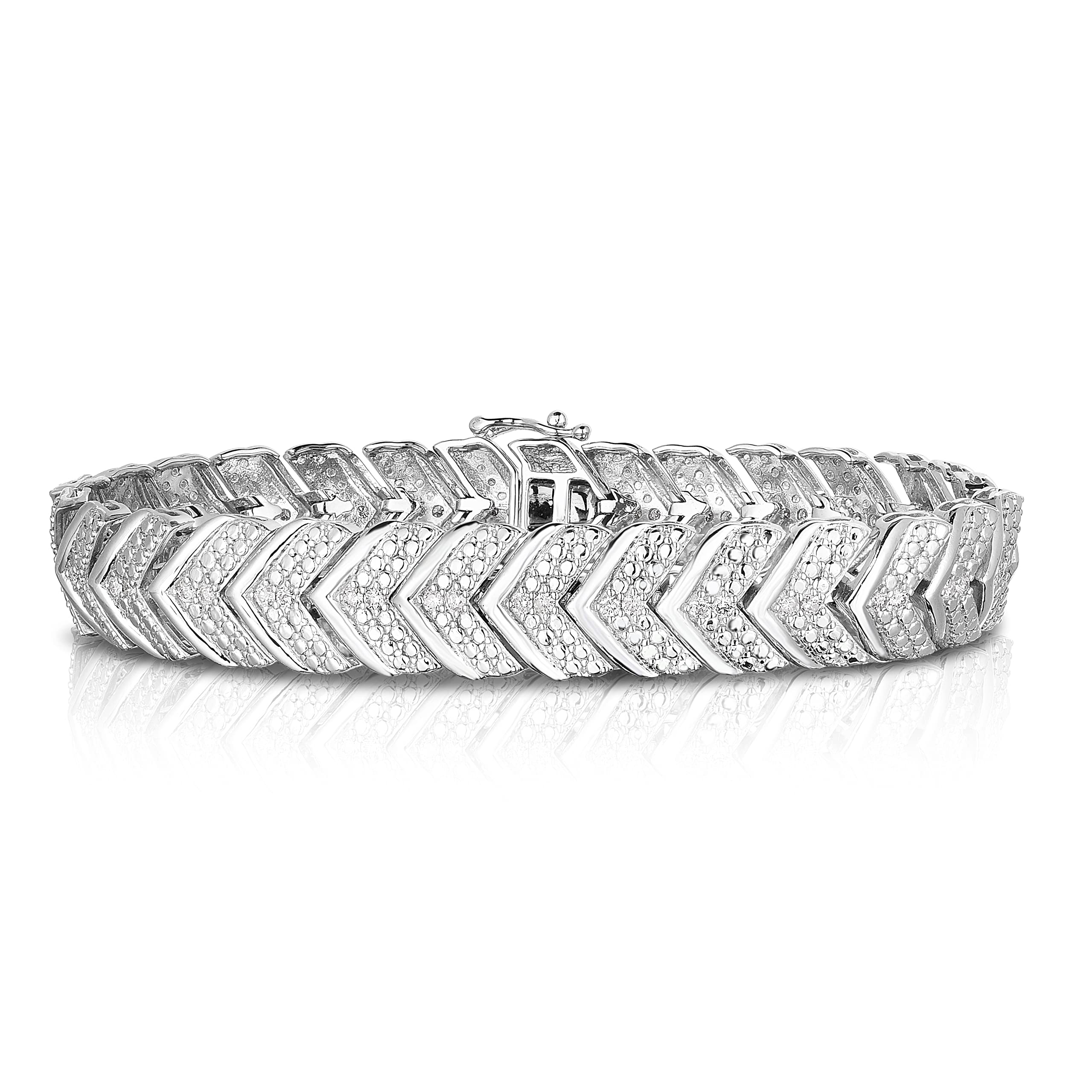 NATALIA DRAKE 1 Cttw Diamond Bracelet for Women in Rhodium Plated 925 Sterling Silver Chevron Pattern