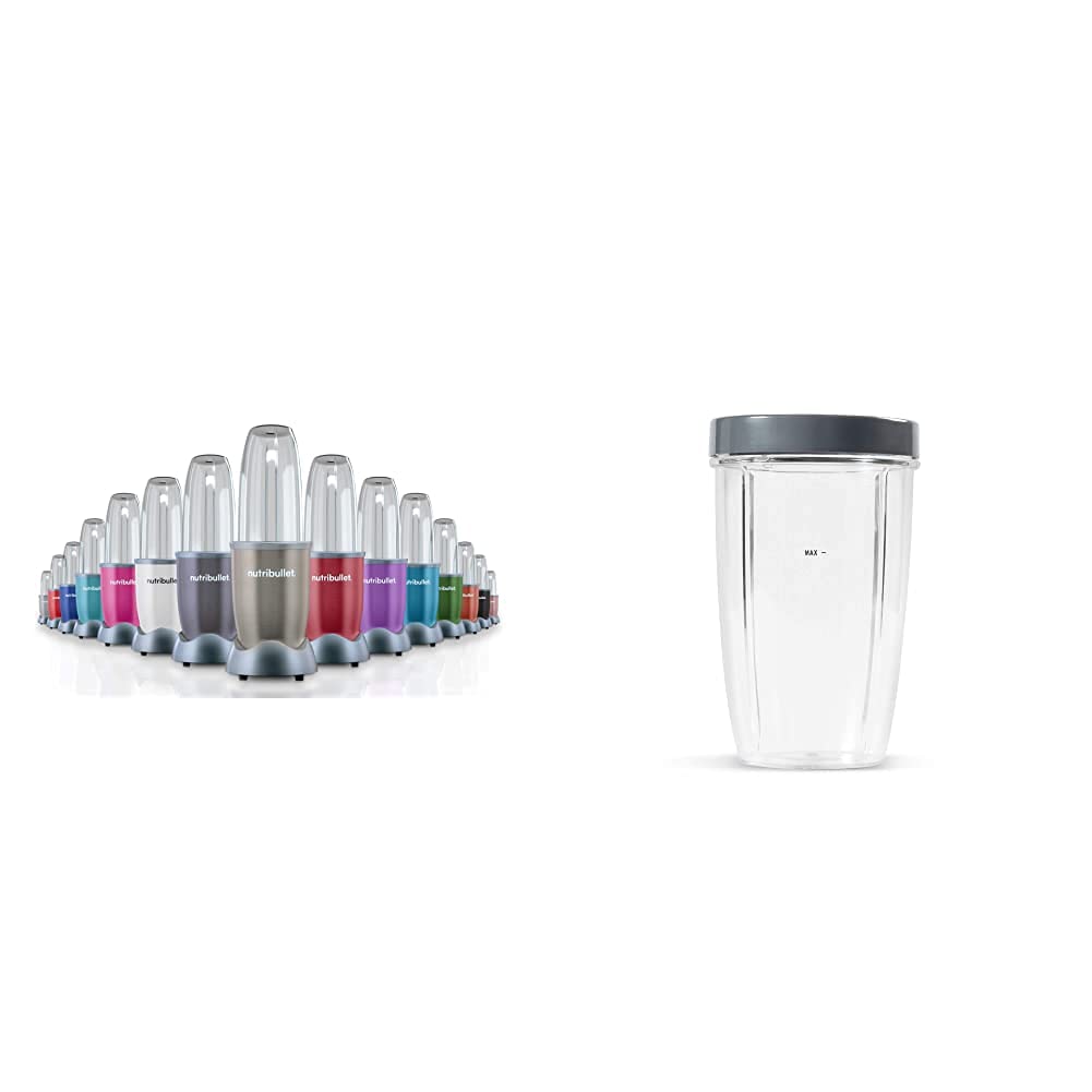 NutriBullet Pro 13 Pcs Onyx Black, 900W and NutriBullet 24 Ounce Tall Cup with Standard Lip Ring