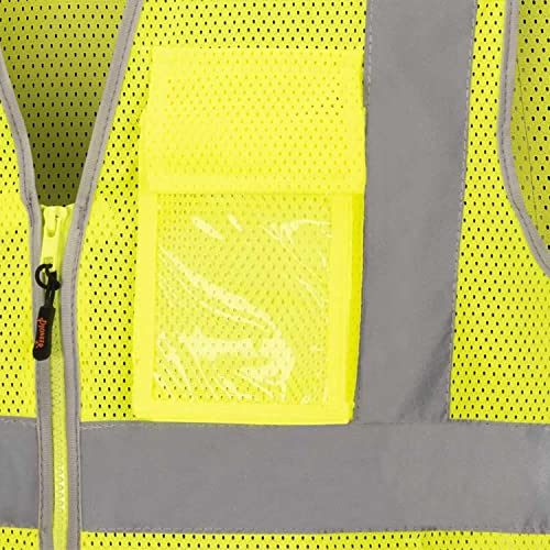 Pioneer Safety Vest for Men β Hi Vis Reflective Mesh Neon with 8 Pockets, Zipper Closure for Construction, Traffic, Security Work β Orange, Yellow/Green, V1025260U