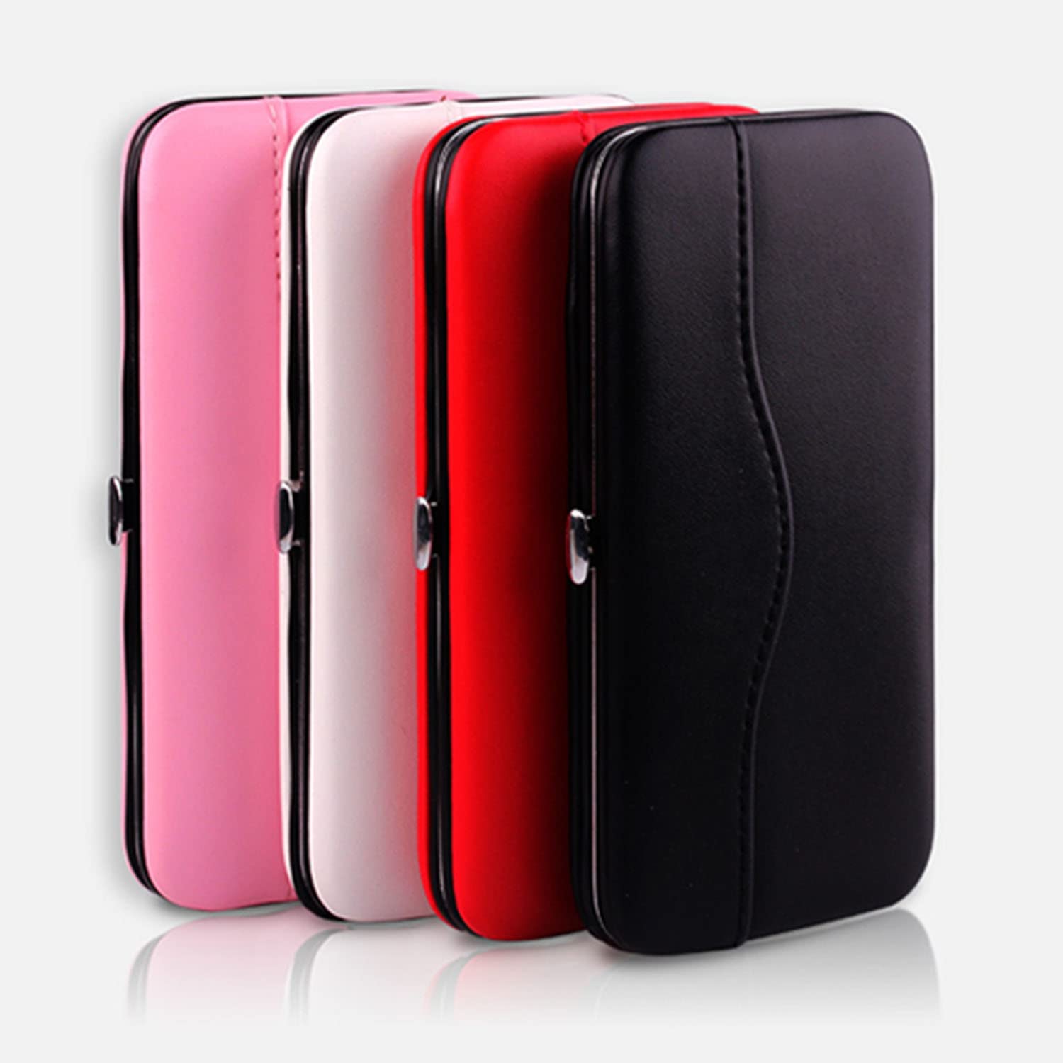 Small Tweezers Case for Eyelash Extensions, PU Leather Empty Storage Bag, Portable Travel Grafting Extension Makeup Tools Scissors Lash Brush (Pink) (TC-P)