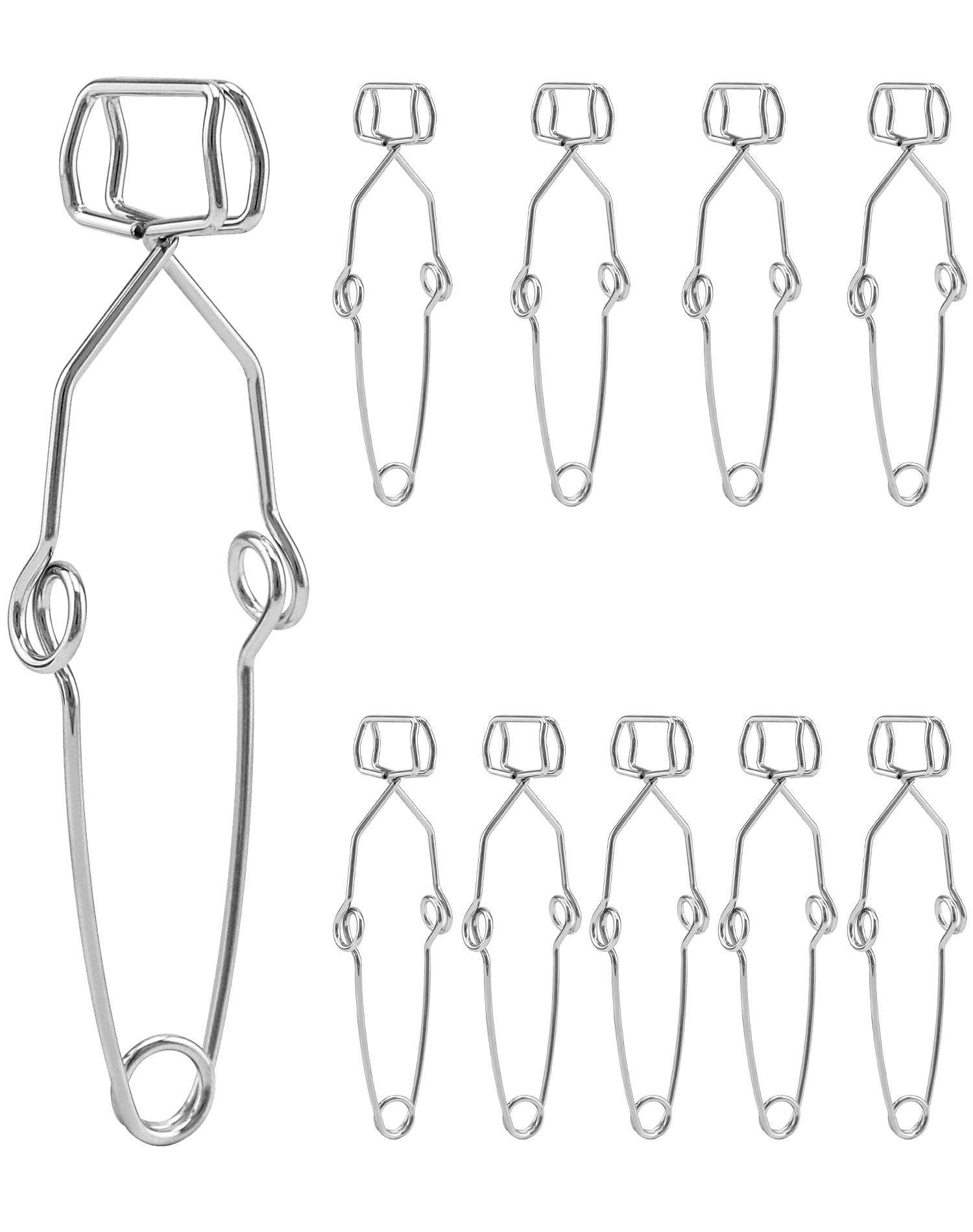 QWORK Lab Test Tube Clamp, 10 Pcs Chrome-Plated Spring Test Tube Clip with Finger Grip, 14.5cm(5-11/16in) Experiment Testing Holder Tool