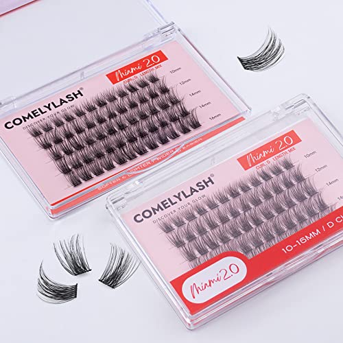 Lash Clusters, 60Pcs Individual Lashes DIY Eyelash Extensions, D Curl Cluster Lashes Soft and Lightweight 10-12-14-16mm Mixed Lash Extension Easily Done at Home(Miami 10-16mm)