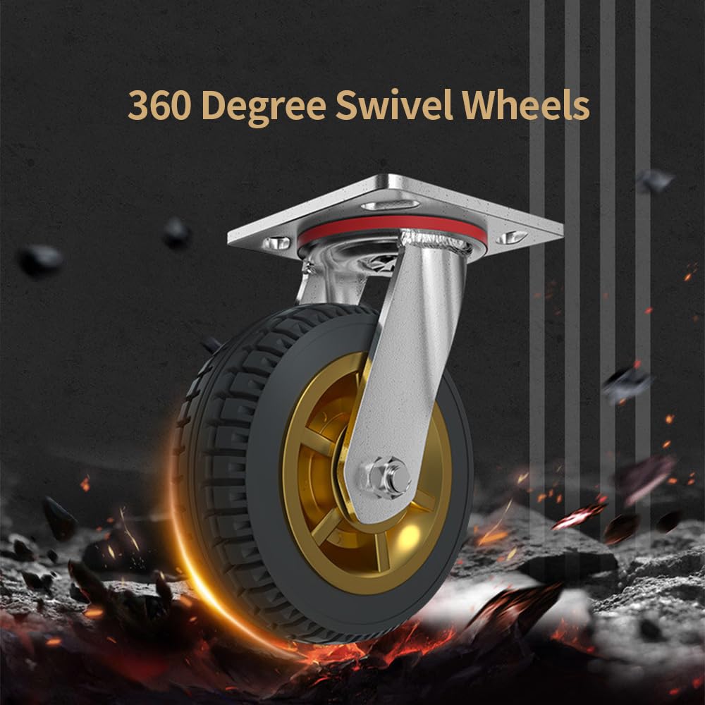 Platform Truck, Folding Push Dolly Cart with Rubber Mat, 2200lbs Capacity, Heavy Duty Flatbed Moving Cart with 6'' 360° Swivel Wheels(41‘’×25'')