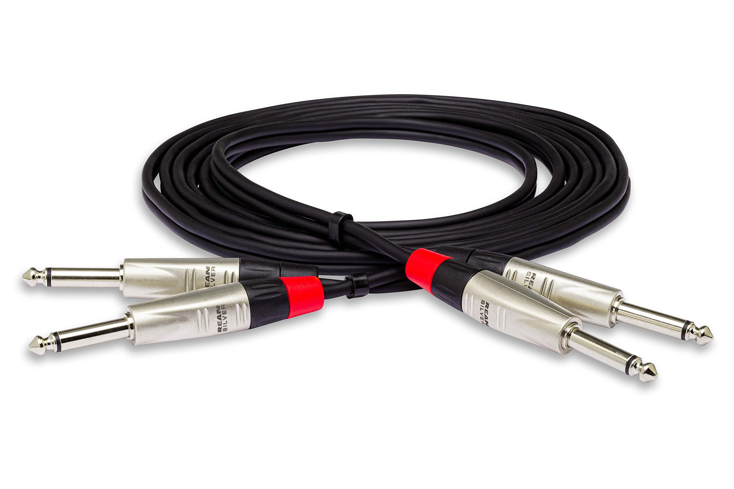 Hosa HPP-015X2 Pro Stereo Interconnect, Dual REAN 1/4 in TS to Same, 15 ft
