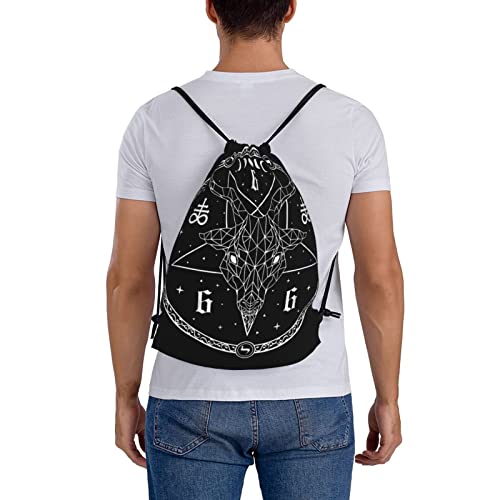 JOocla Baphomet Satanist Goat Ram Drawstring Backpack Bag Large Gym Sackpack Yoga Packet
