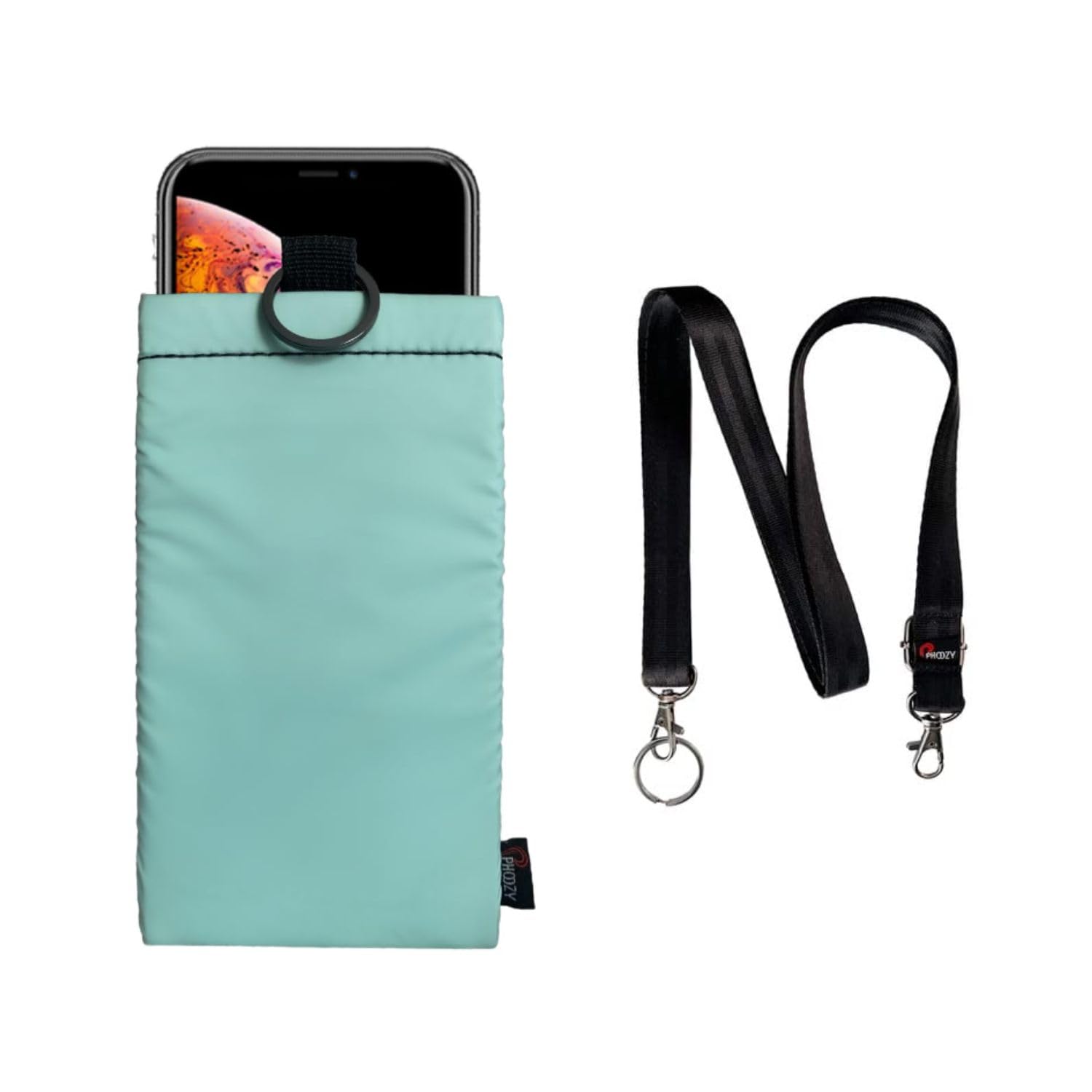 PHOOZY Thermal Phone Case - Apollo II Series : Cell Phone Pouch with AGION Lining Prevents Overheating, Extends Battery Life, Provides Drop Protection (Large - Seafoam) with Cross Body Strap