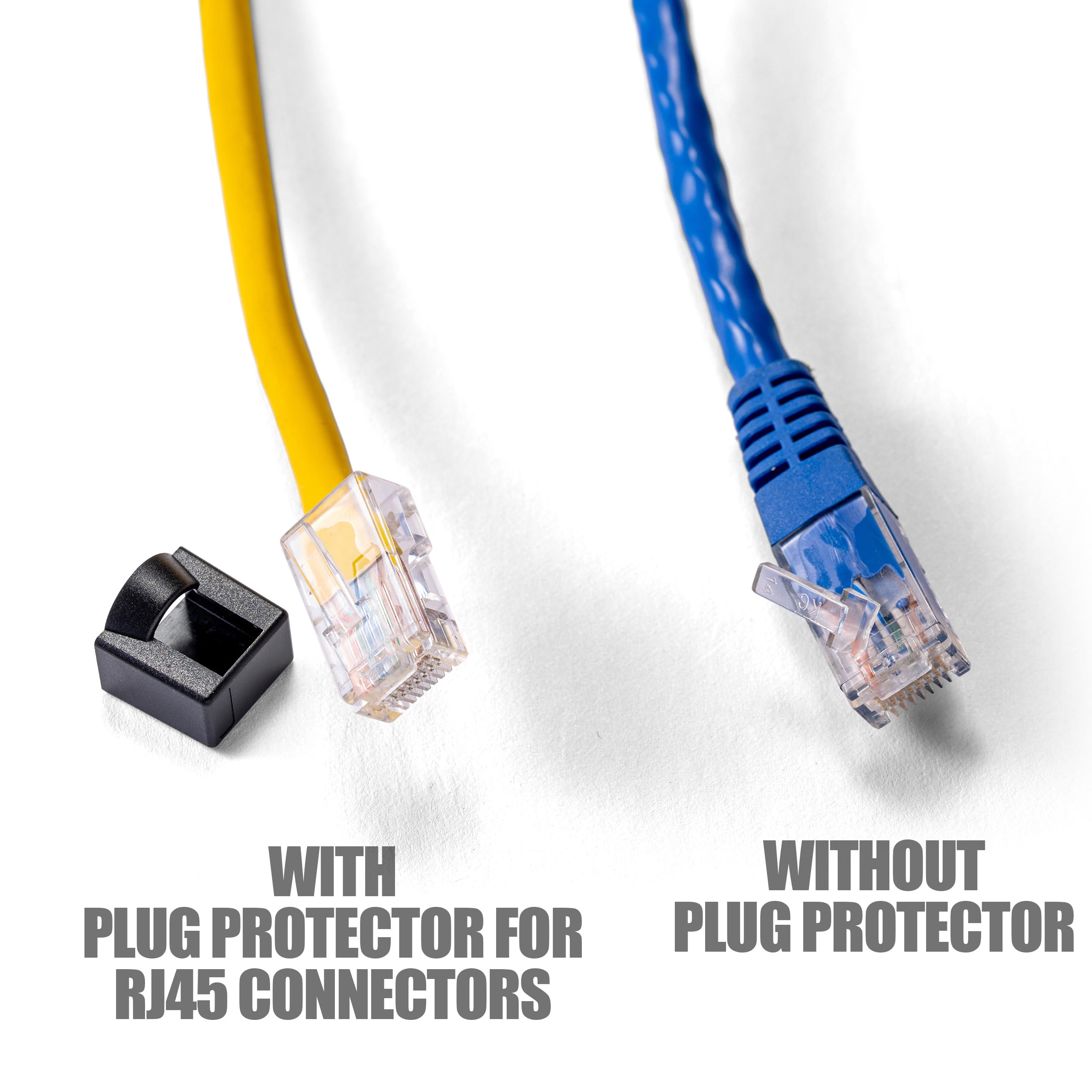 NTW Click on/Lockable RJ45 Plug Protector CAT5e/Cat6/Cat6a/Cat7/Cat8 Ethernet Head Dust Covers (25 Pack)-Black