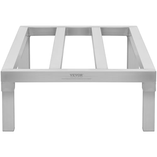 VEVOR Aluminum Dunnage Rack, 36β x 20β Commercial Food Floor Rack, 8β Off The Floor, 1800 lbs Capacity All-Welded Aluminum Storage Rack, for Storage in Restaurants, Kitchens, Garages and Vehicles