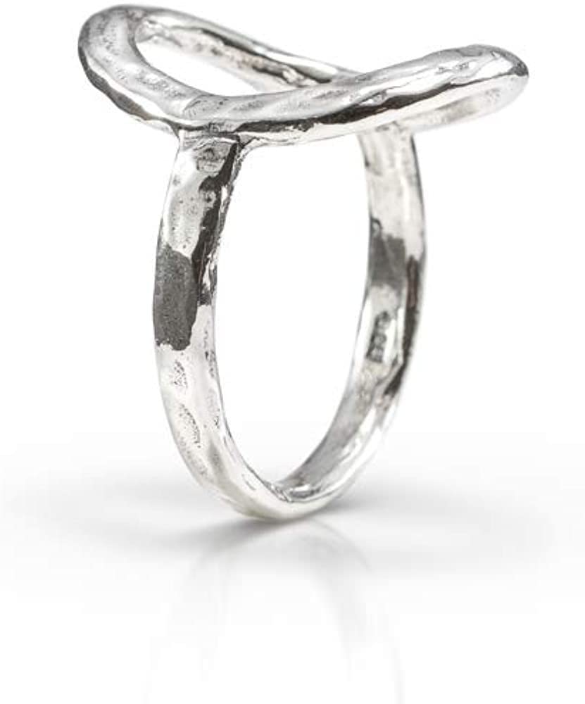 Joolala Karma Open Circle Round Minimalistic Ring in 925 Sterling Silver/Gold Plated - for Women (8, Silver)