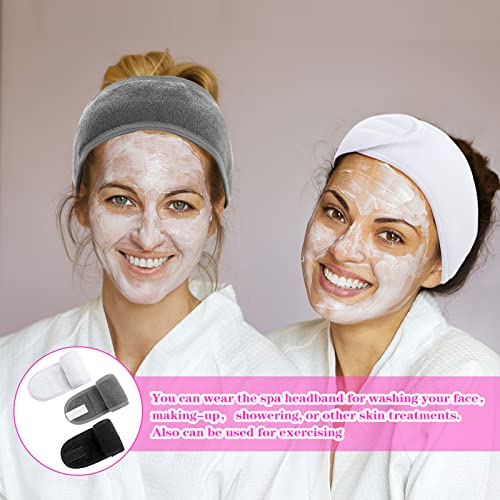 Sibba 3 Pack Spa Headband, Adjustable Headband for Face Wash Makeup Beauty, Facial Yoga Headband Self-Adhesive Towel (Multicolor)