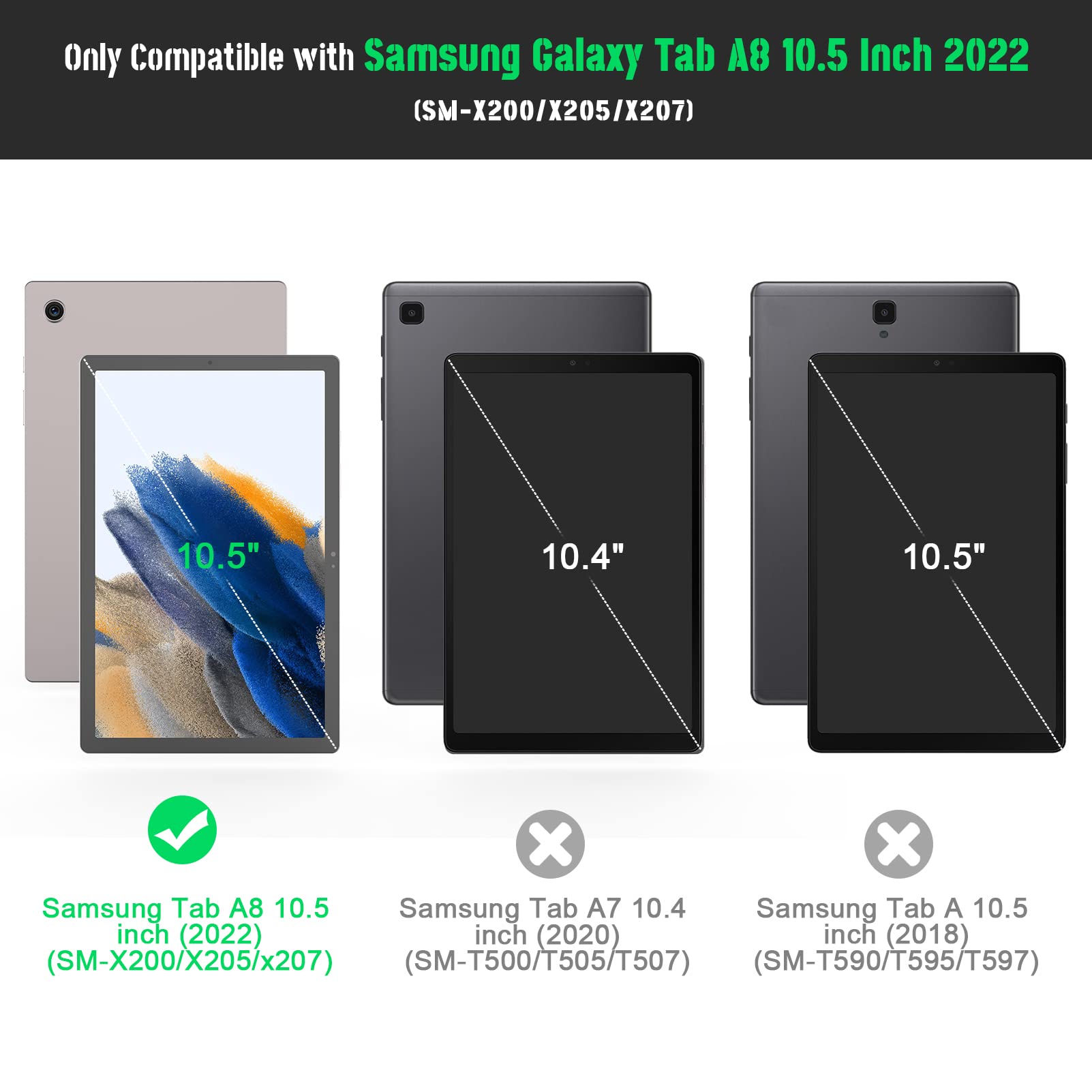 Rantice Galaxy Tab A8 10.5 Case, Samsung Galaxy Tab A8 Case with Kickstand, Hybrid Shockproof Rugged Cover for Samsung A8 Tablet Case 10.5 Inch (SM-X200/X205/X207)