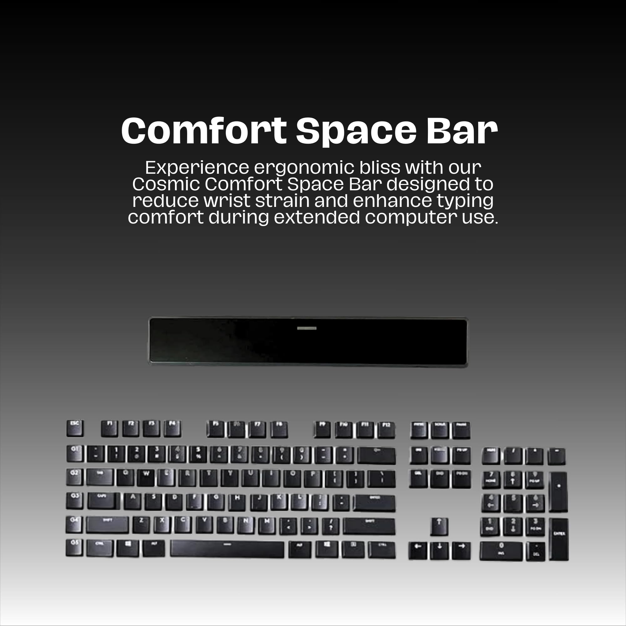 Space Bar Keycap for Keyboard - Mechanical Gaming Spacebar Keycap for Clicky Gaming Keyboard - ABS Spacebar Replacement for Keycap Sets - Logitech Compatible as Gaming Keyboard Key Caps (Black, 1 pc)