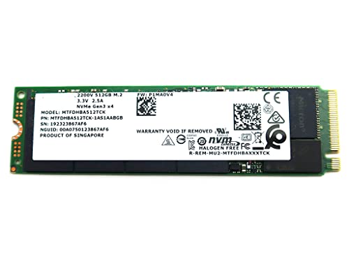 Solid State Drive MTFDHBA512TCK-1AS1AABGB Compatible Replacement Spare Part for Micron 2200S MTFDHBA512TCK 512GB TLC M.2 2280 NVMe PCI-Express Gen3 x4 SSD