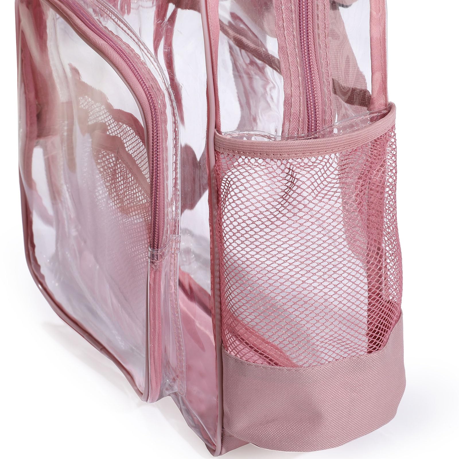 Jusdot Clear Backpack Heavy Duty PVC Transparent Backpacks for School, Workplace, Rose Gold