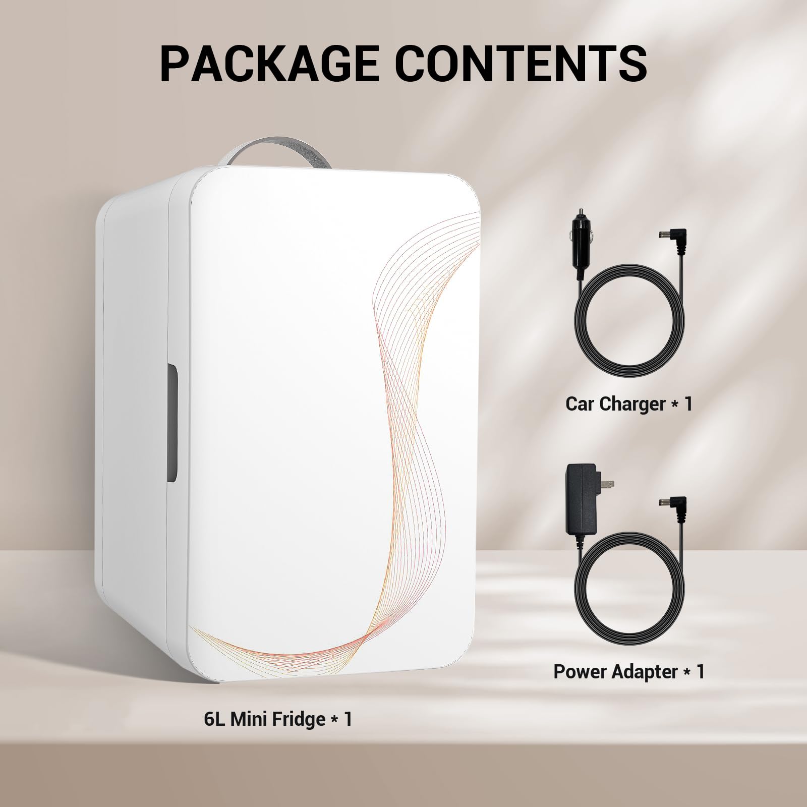 SUAVO Mini Fridge for Bedroom Skincare Fridge 6L/8 Cans Small Refrigerator Compact Refrigerator 110V AC/12V DC Portable Cooler and Warmer for Skin Care Cosmetic Beverages Drinks, Office Dorm and Car