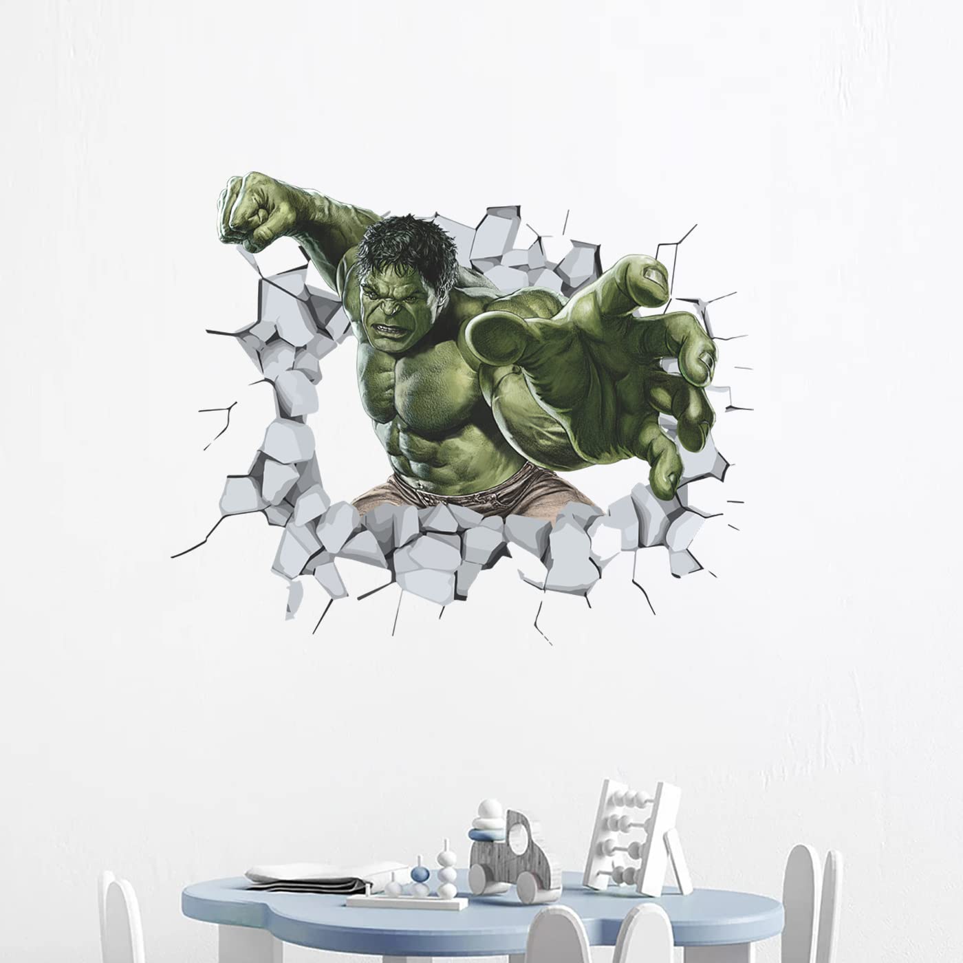 Kids Wall Decals Superhero Wall Poster Decal Stickers Green Man's Wall Decal Peel and Stick for Boys Playroom Bedroom Wall Decor