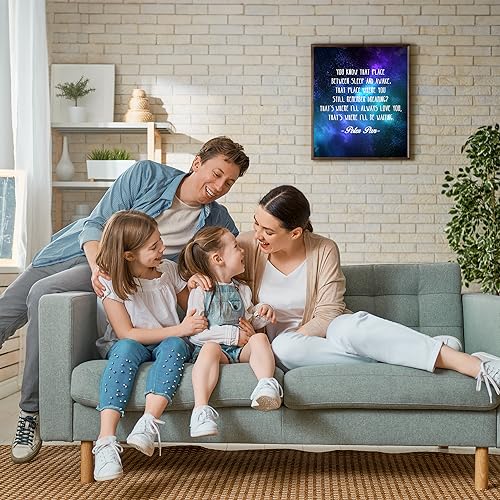 Place Between Sleep & Awake -Inspiration Wall Decor, Peter Pan Quotes Galaxy Print Wall Art Decor For Home, Bedroom Wall Decor, & Game Room Decor. Gift For All Peter Pan Fans. Unframed-8 x 10β