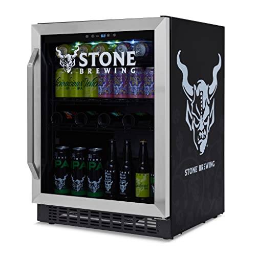 NewAir Stone Brewing 180 Can FlipShelf Beverage and Beer Refrigerator, 24β Built-In or Freestanding Wine Cooler with Reversible Shelves, Perfect for Bar, Gamer Room, or Office