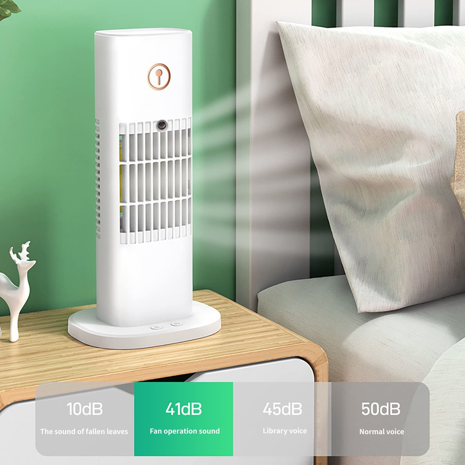 Portable Mini Air Conditioner Cooler Fan - USB Charging Humidifying Spray Cooling Desktop with 3 Wind Speeds - Quiet Desk for Bedroom Home Office Kitchen (White), 139.7x109.69x274.5mm