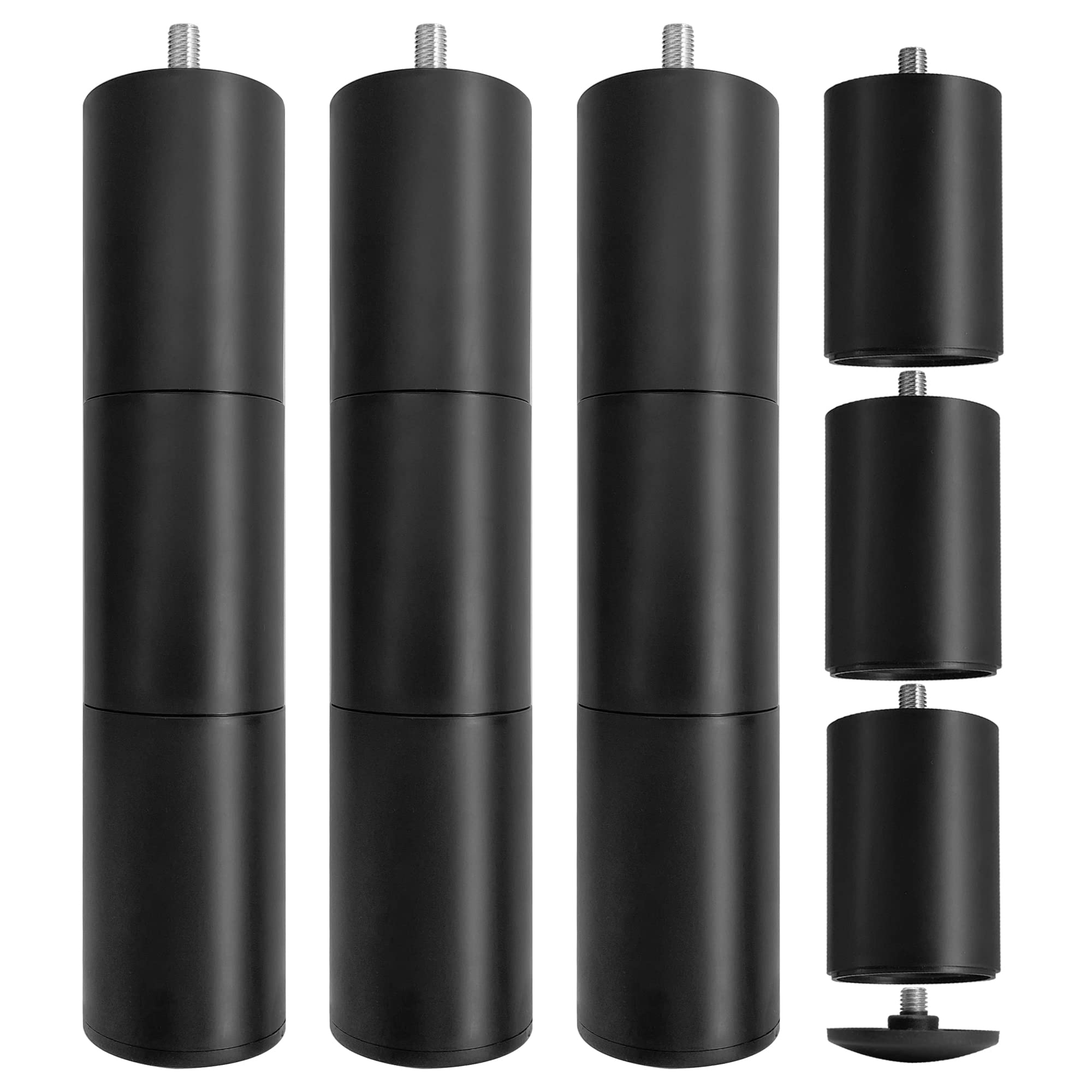M10 Adjustable Bed Base Frame Legs, Screw Thread Compatible with Zinus Adjustable Bed, 3 Sections, Set of 4 (Spherical Bottom)
