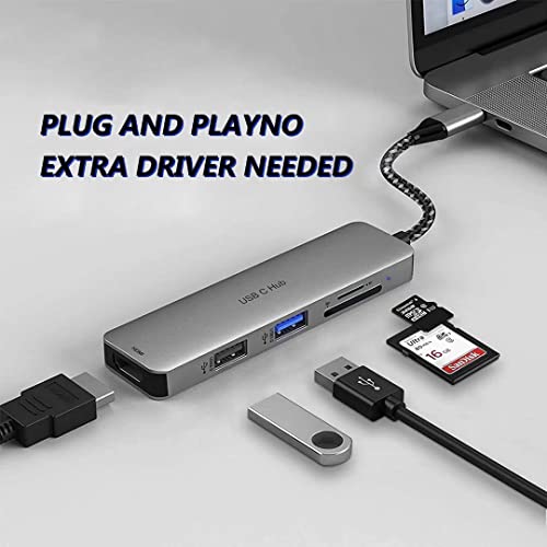 New USB C to HDMI Hub Adapter USB C Adapter Extends a Laptop’s USB-C into 5 Ports (1 USB 3. 0 Ports,1USB 2. 0 Ports,1 HDMI Port,1 SD Card Reader, 1 TF Card Reader (Grey)