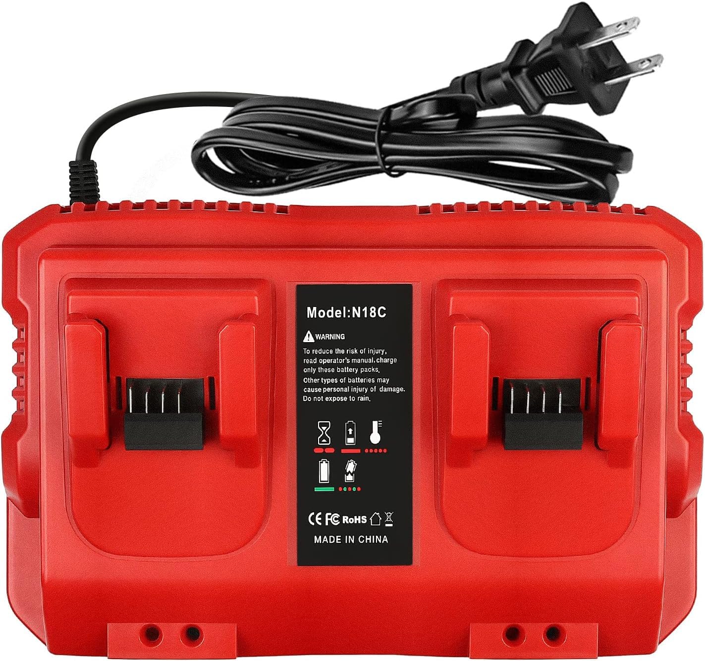 Rapid Battery Charger Station for Milwaukee M18 Charger Dual Bay Simultaneous, Compatible with Milwaukee 18V Lithium Battery