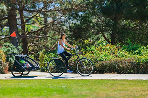 Joovy Cocoon X2 Double Stroller and Bike Trailer with Tow Arm, Hitch, Adjustable Handlebar, and Five-Point Safety Harnesses, Black