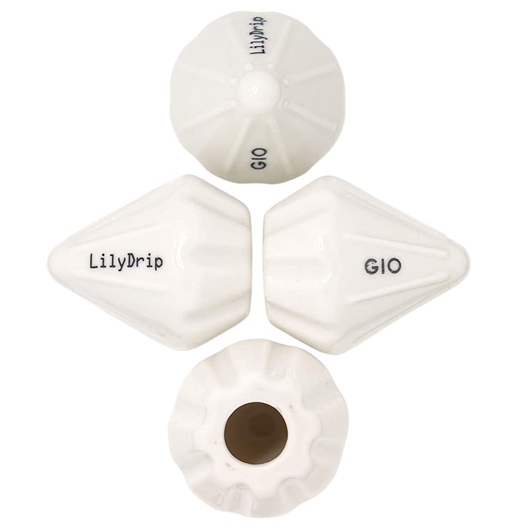 LilyDrip Ceramic Pour Over Coffee Maker Set Makes Coffee Taste Better, Hand Drip Coffee Maker Brews More Evenly with Better Extraction, Coffee Dripper Set Improves Flow Rate, Fits V60, Origami - GIO