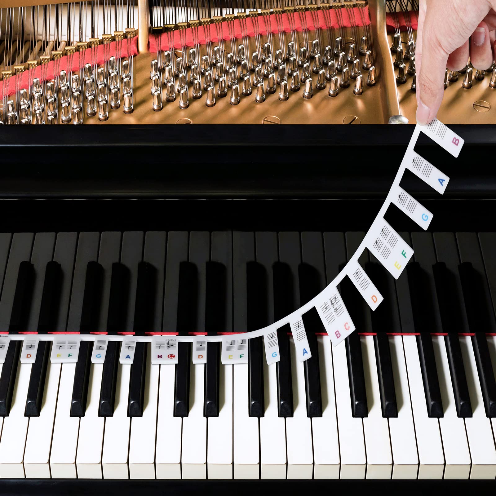 Piano Notes Guide for Beginner - Removable Silicone Piano Keyboard Notes Labels for 88 Key Full Size Piano,Piano Notes Strip for Learning Piano,No Need Stickers