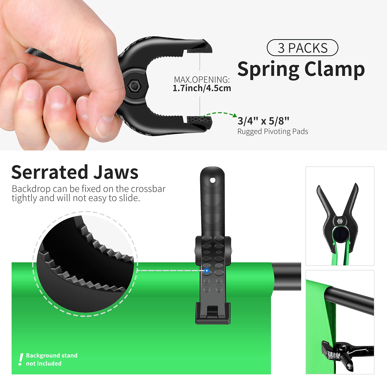 Neewer 9 x 15 feet/2.7 x 4.6 Meters Green Chromakey Polyester Backdrop Background Screen with 3 Clamps for Photo Video Studio Photography (Backdrop Stand Not Included)