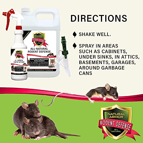 Natural Armor Peppermint Repellent for Mice/Mouse, Rats & Rodents. Natural Spray for Indoor & Outdoor Use Rodent Shield - 128 Fl Oz Gallon Refill, Case of 4