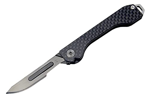 outROAR Gear Folding Scalpel Knife with Carbon Fiber Handle & 10 Replaceable Blades, Slip Joint Action, EDC Pocket Knife