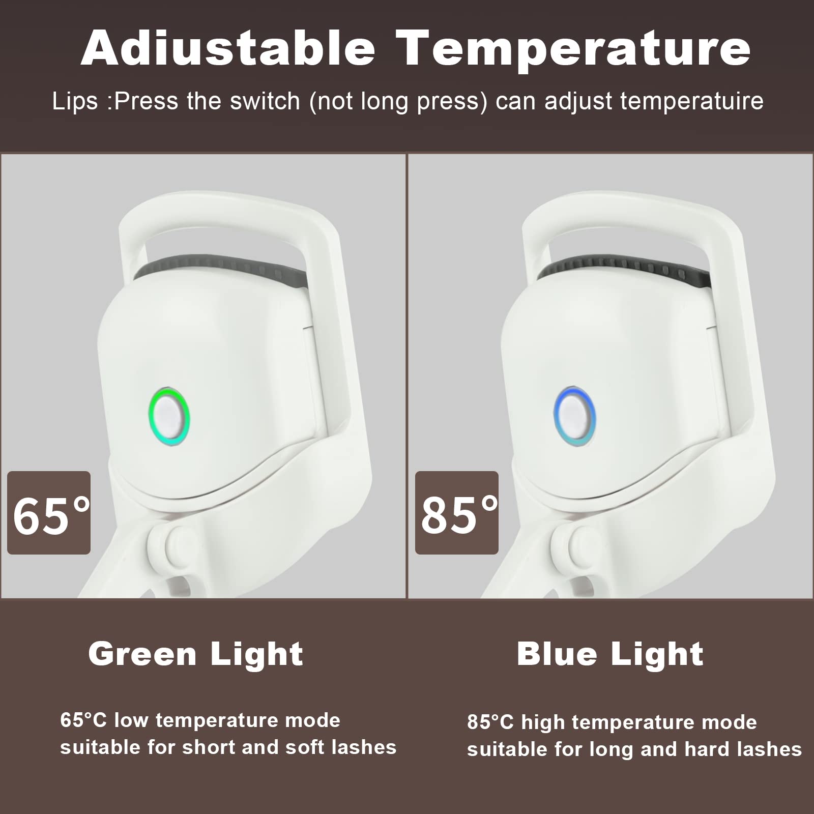 Sixia Heated Eyelash curlers, A Rechargeable Electric Eyelash Curlers, with Fast Preheating Eyelash Curlers Heating Function, Two Levels of Temperature Adjustment, for Thick and Sparse Eyelashes