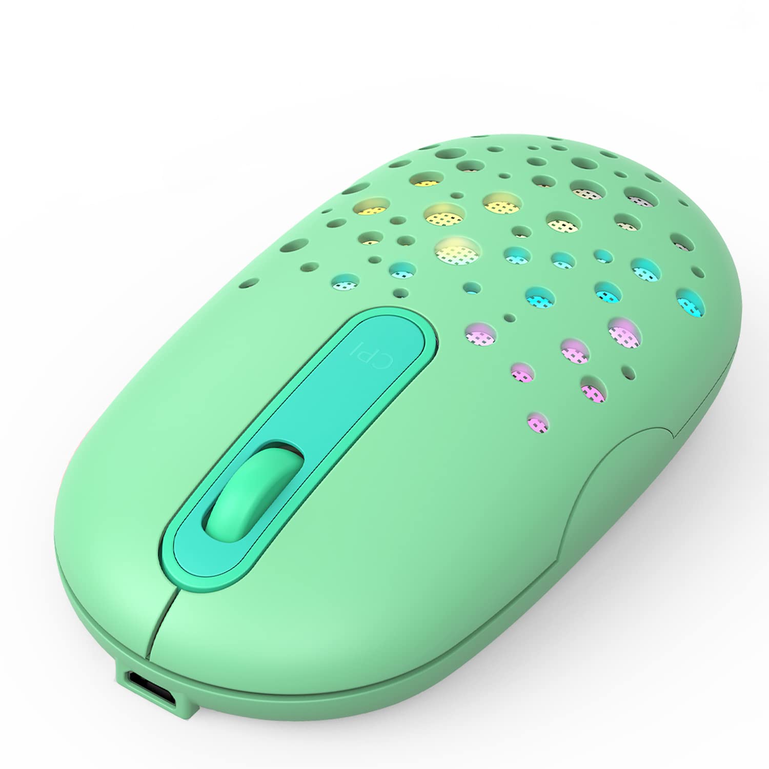 PryRose LED Wireless Mouse, Backlit Color Changing Mouse with Honeycomb Shell, 2.4G Wireless Rechargeable Slim Silent Mice, 3 Adjustable DPI for Laptop Computer Chromebook